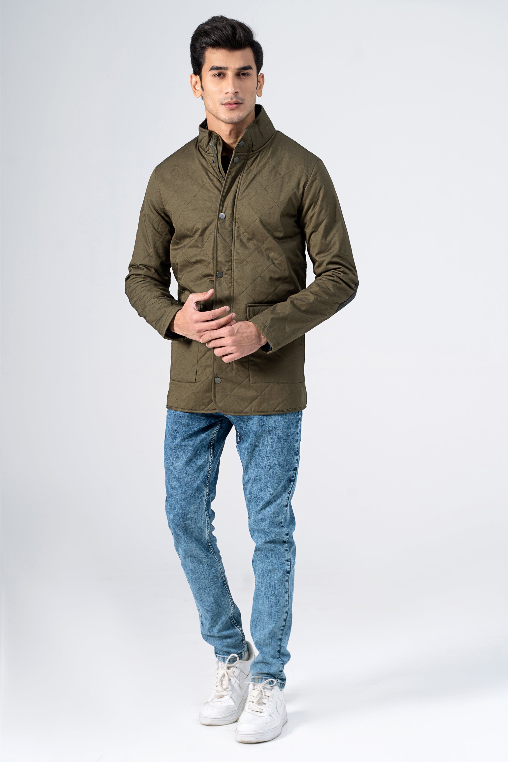 Shop Quilted wadded Jacket Olive For Men Online