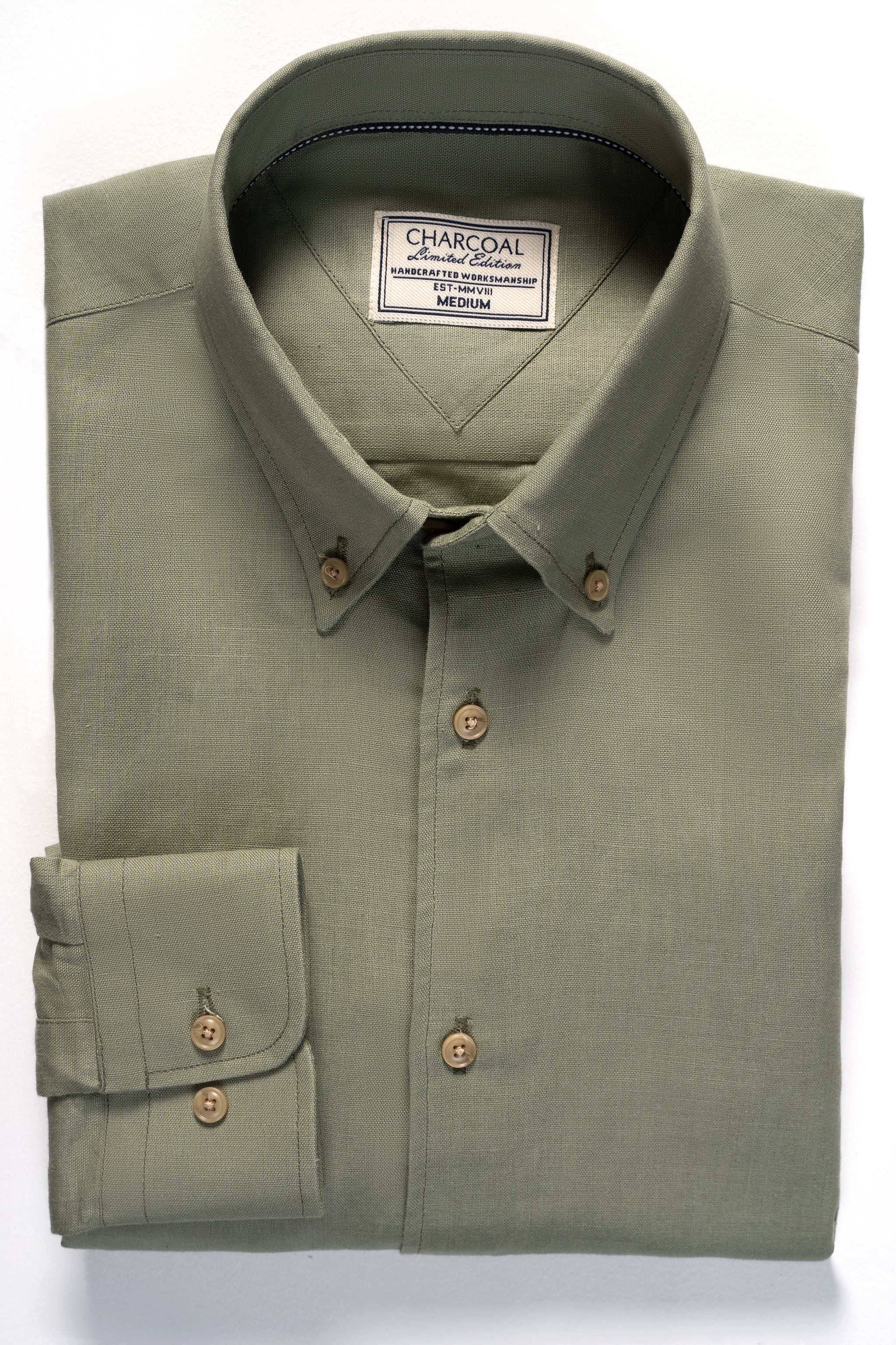 Shop LIMITED EDITION LINEN FABRIC SHIRT OLIVE For Men Online