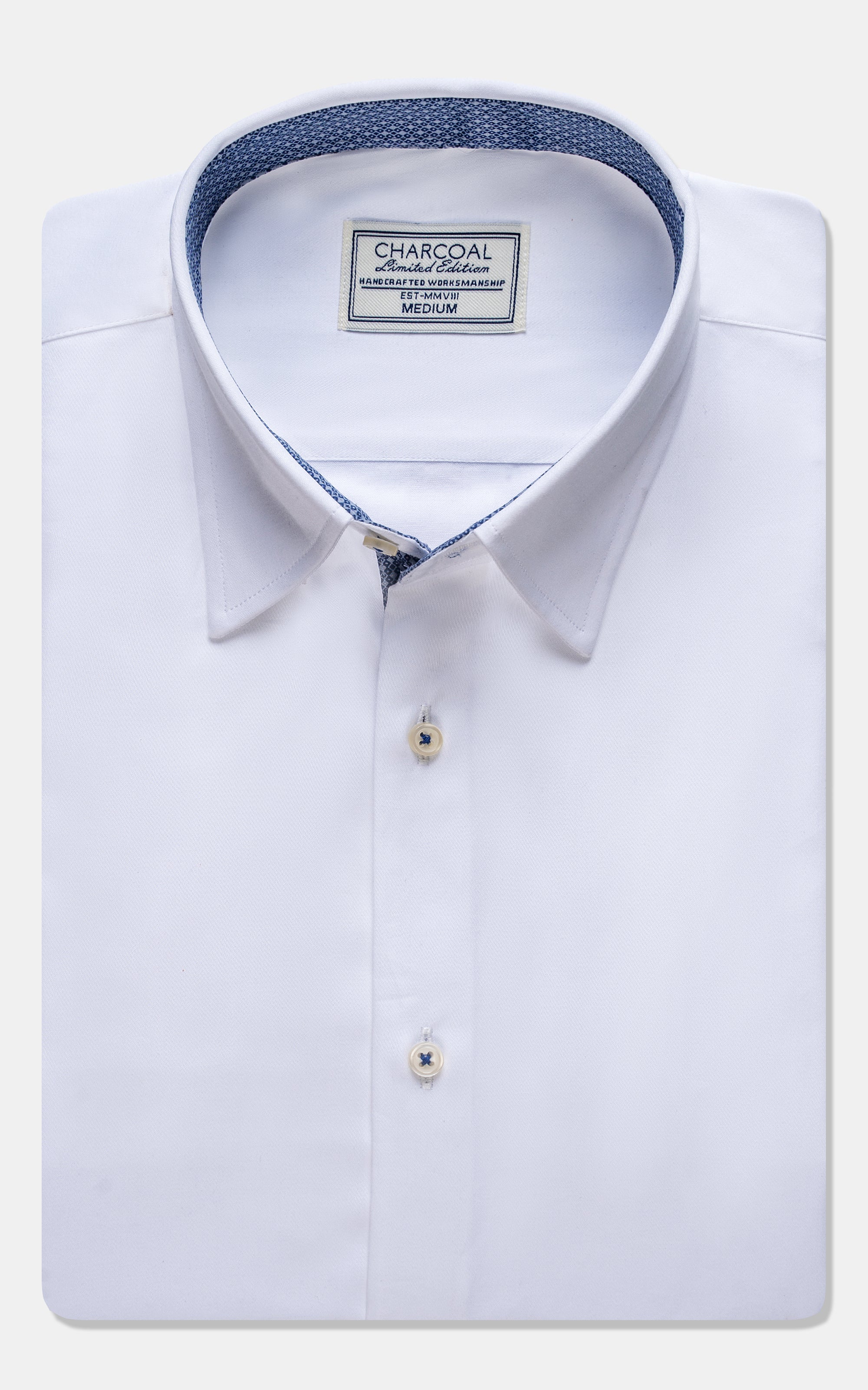 Shop Hidden Button Down Collar Shirt White for Men Online
