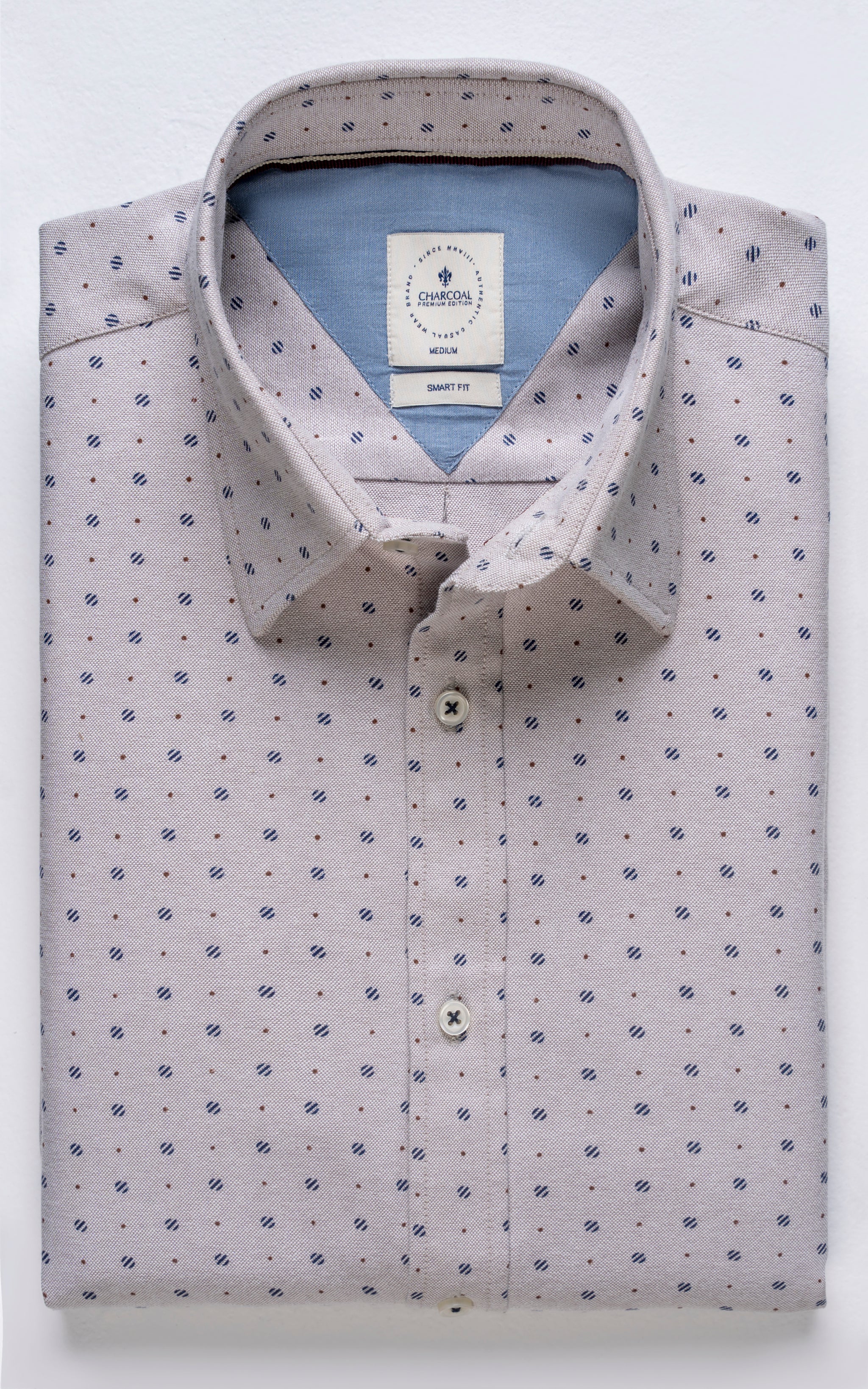 Shop Hidden Button Down Collar Shirt Khaki for Men Online