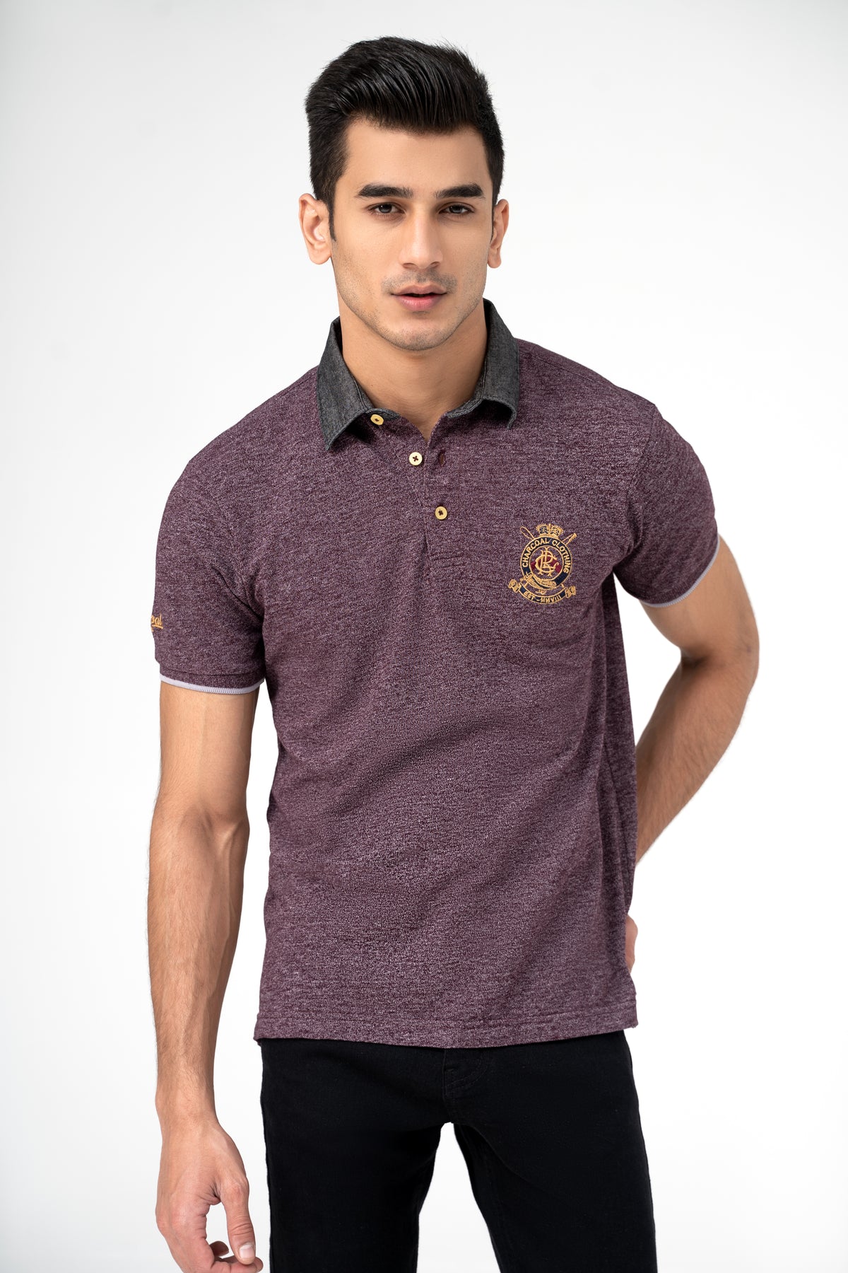 Shop DENIM COLLAR POLO MAROON For Men Online