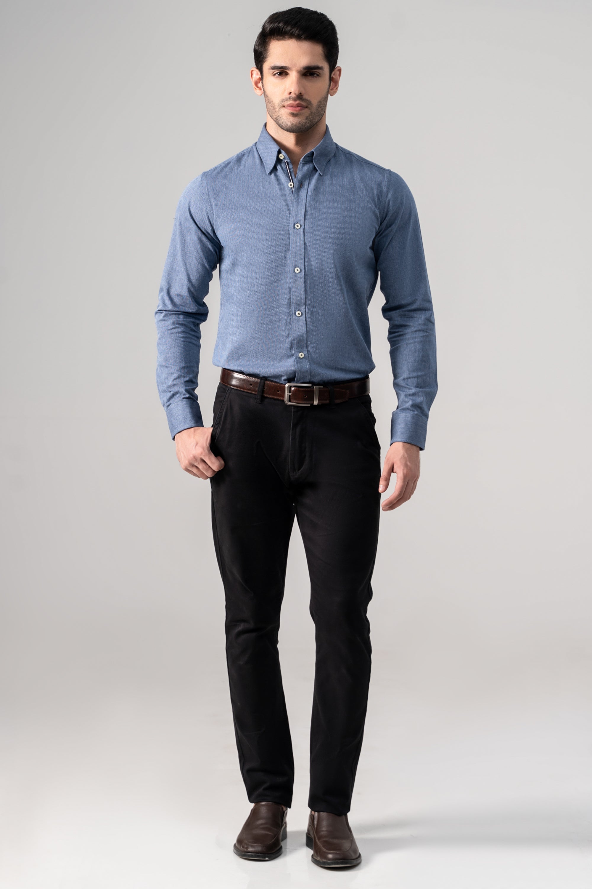 Shop SMART SHIRT BLUE TEXTURED For Men Online