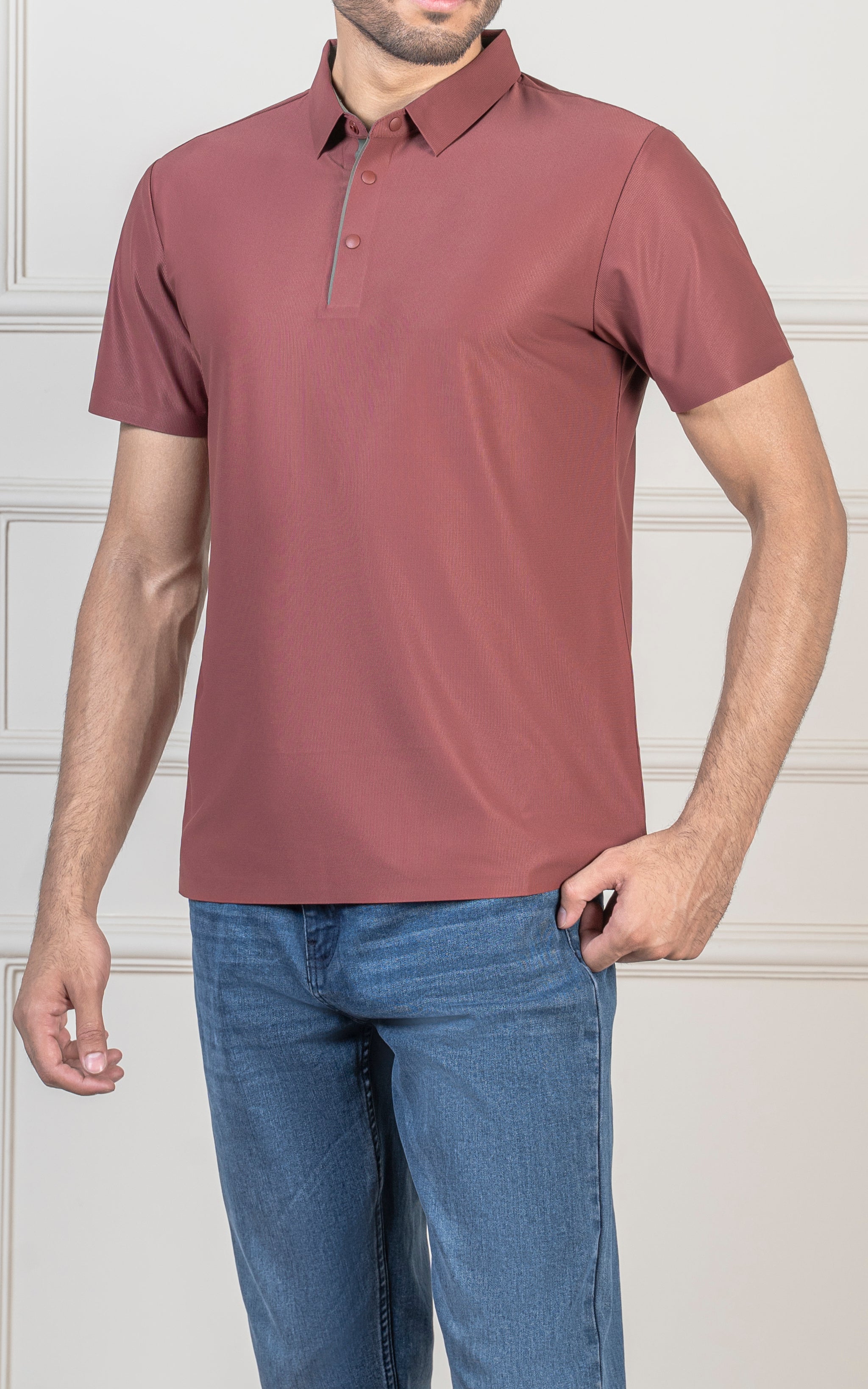 Shop Plain Executive Polo Shirt Rust for Men Online