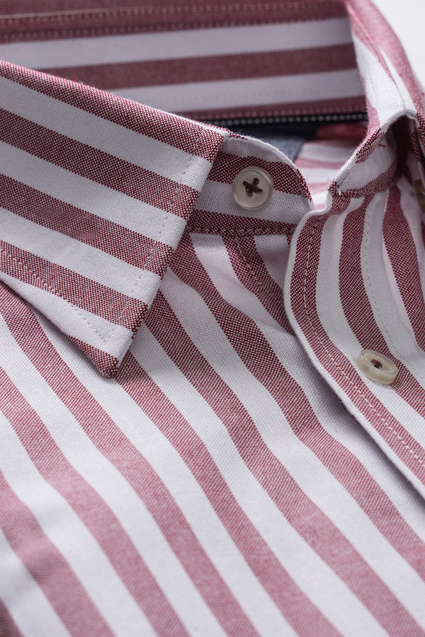 Shop Hidden Button Down Collar Maroon Striped for Men Online