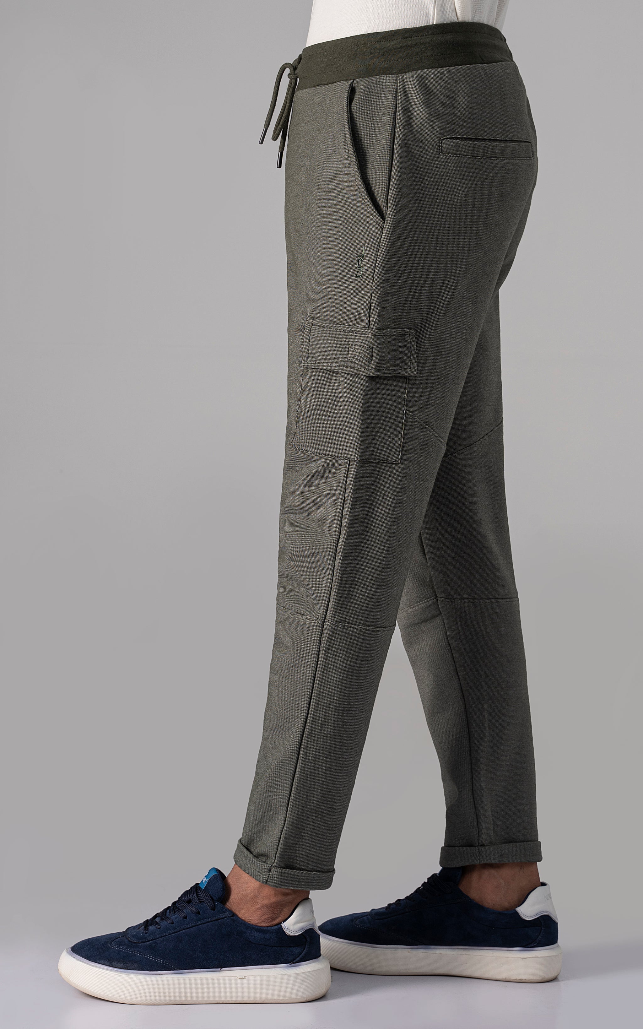 Shop Pique Interlock Cargo Trouser olive For Men Online