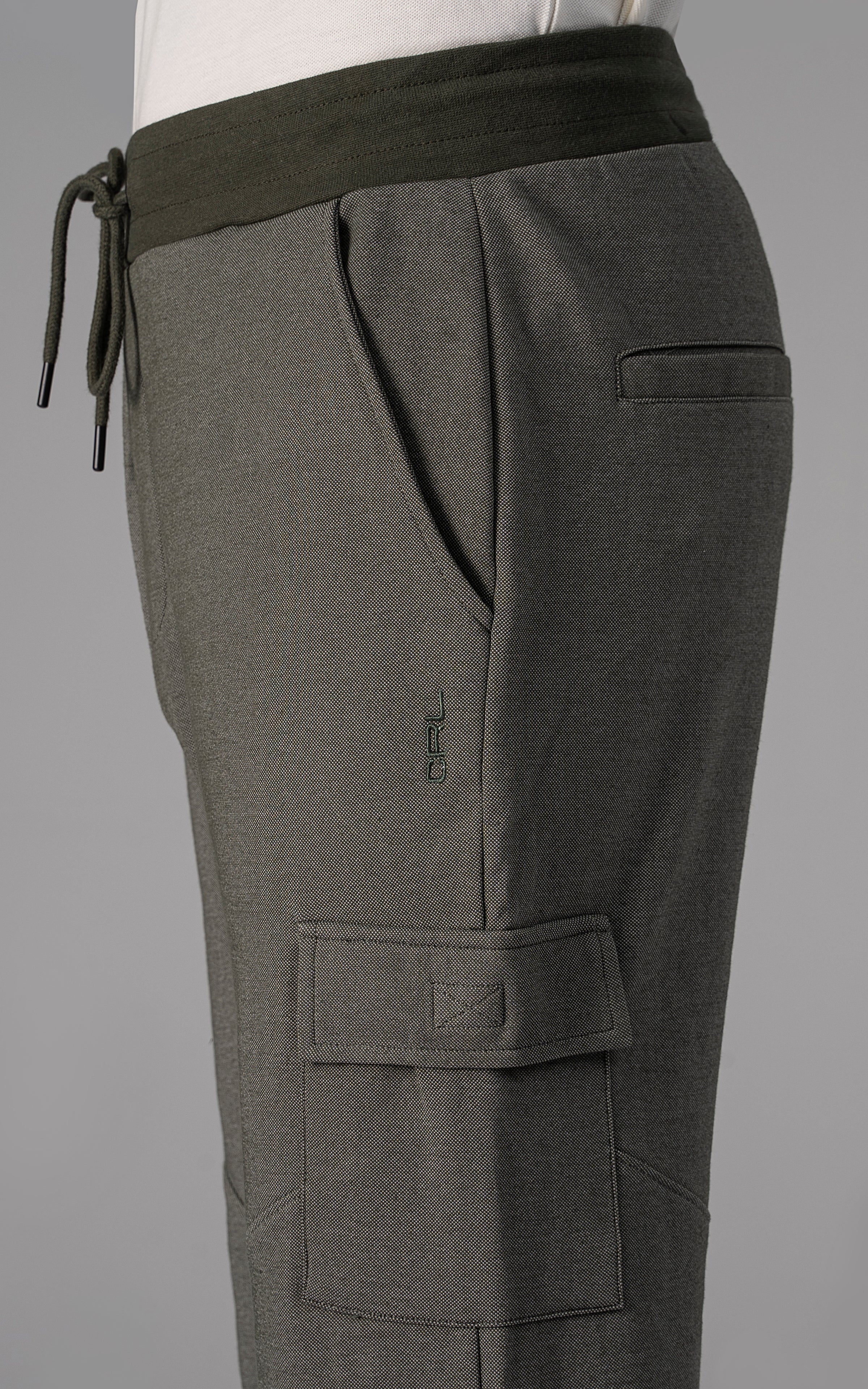 Shop Pique Interlock Cargo Trouser olive For Men Online