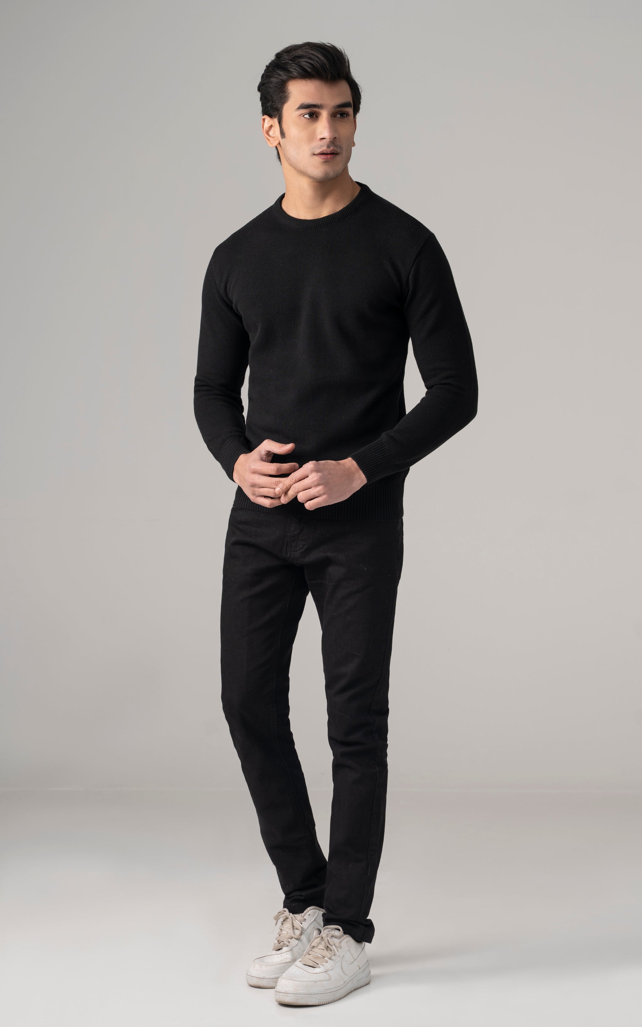 Shop Knitted Crew Neck Black For Men Online