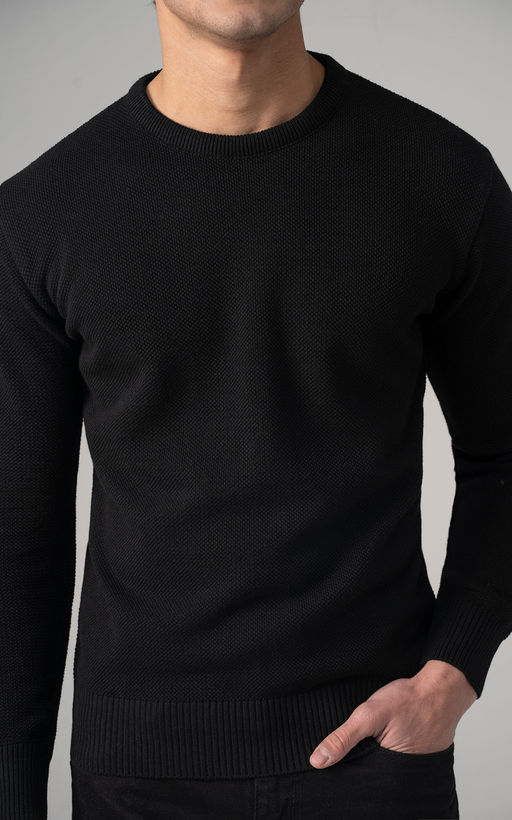 Shop Knitted Crew Neck Black For Men Online