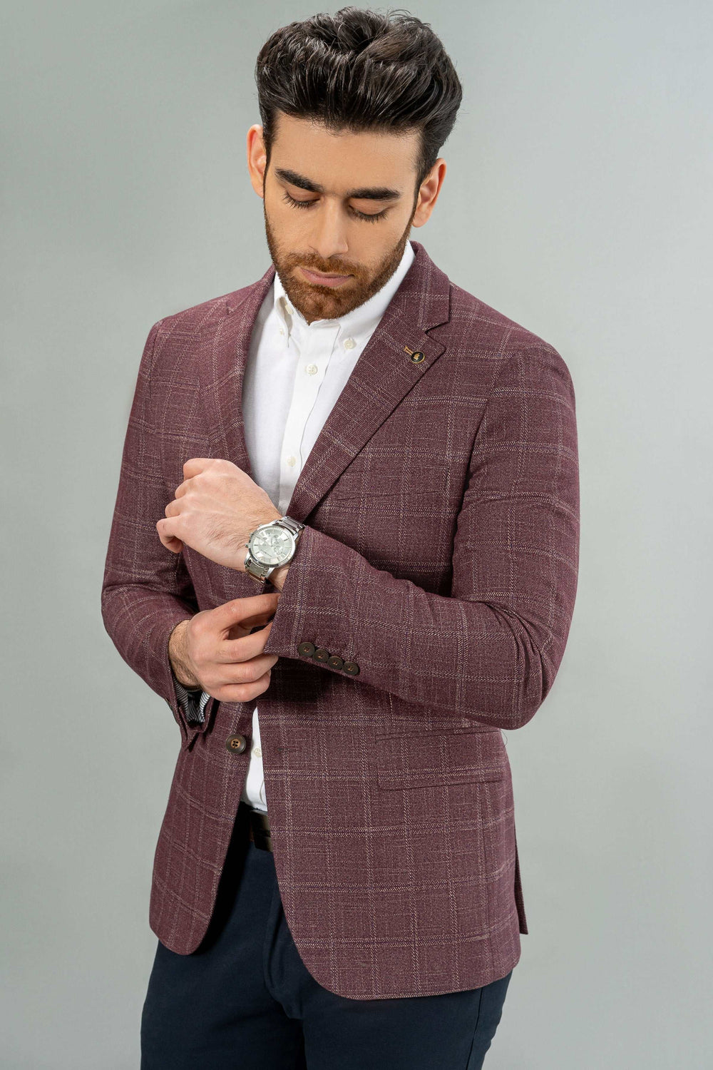 Shop CASUAL COAT MAROON CHECK For Men Online