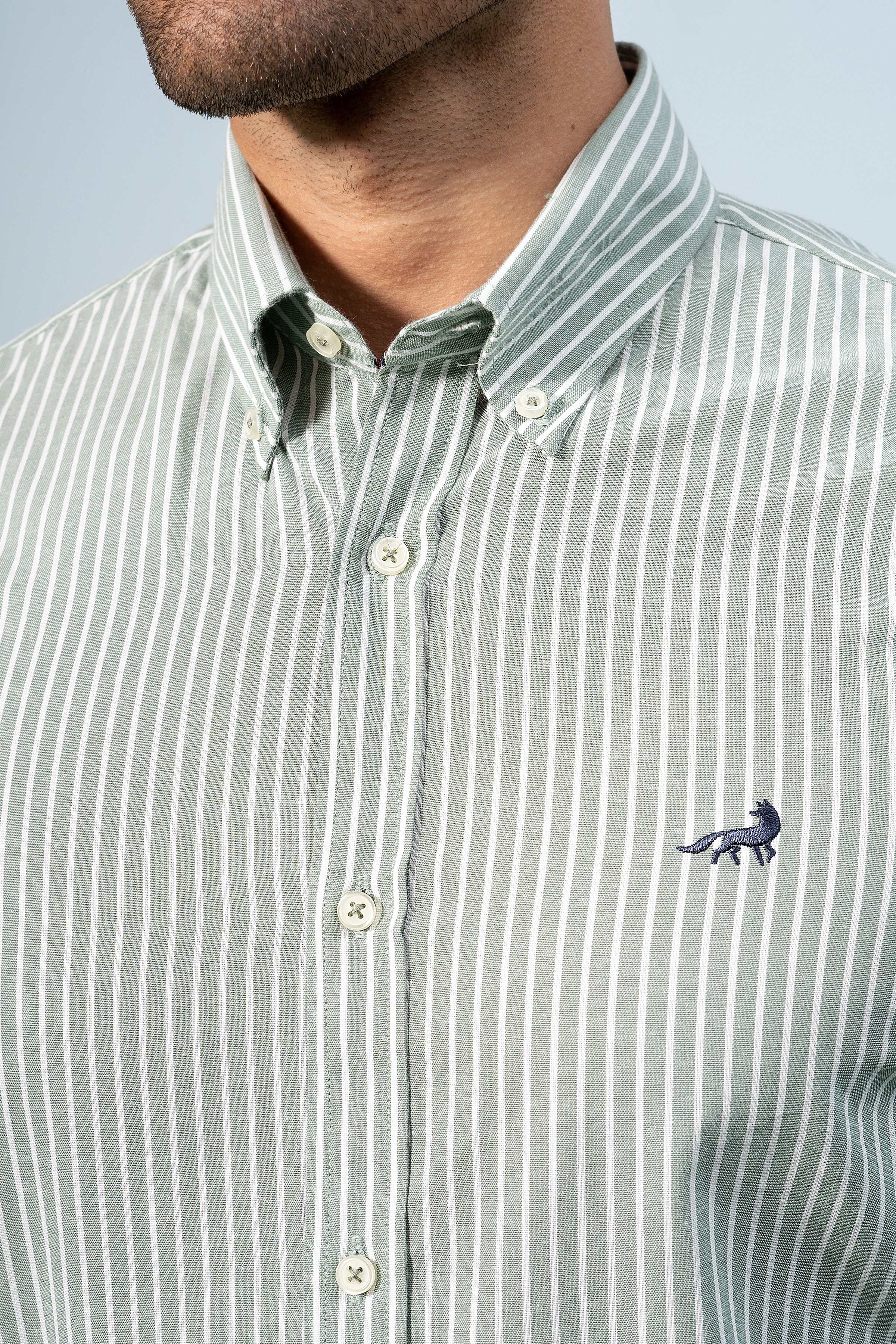 SMART SHIRT GREEN STRIPER – Charcoal Clothing