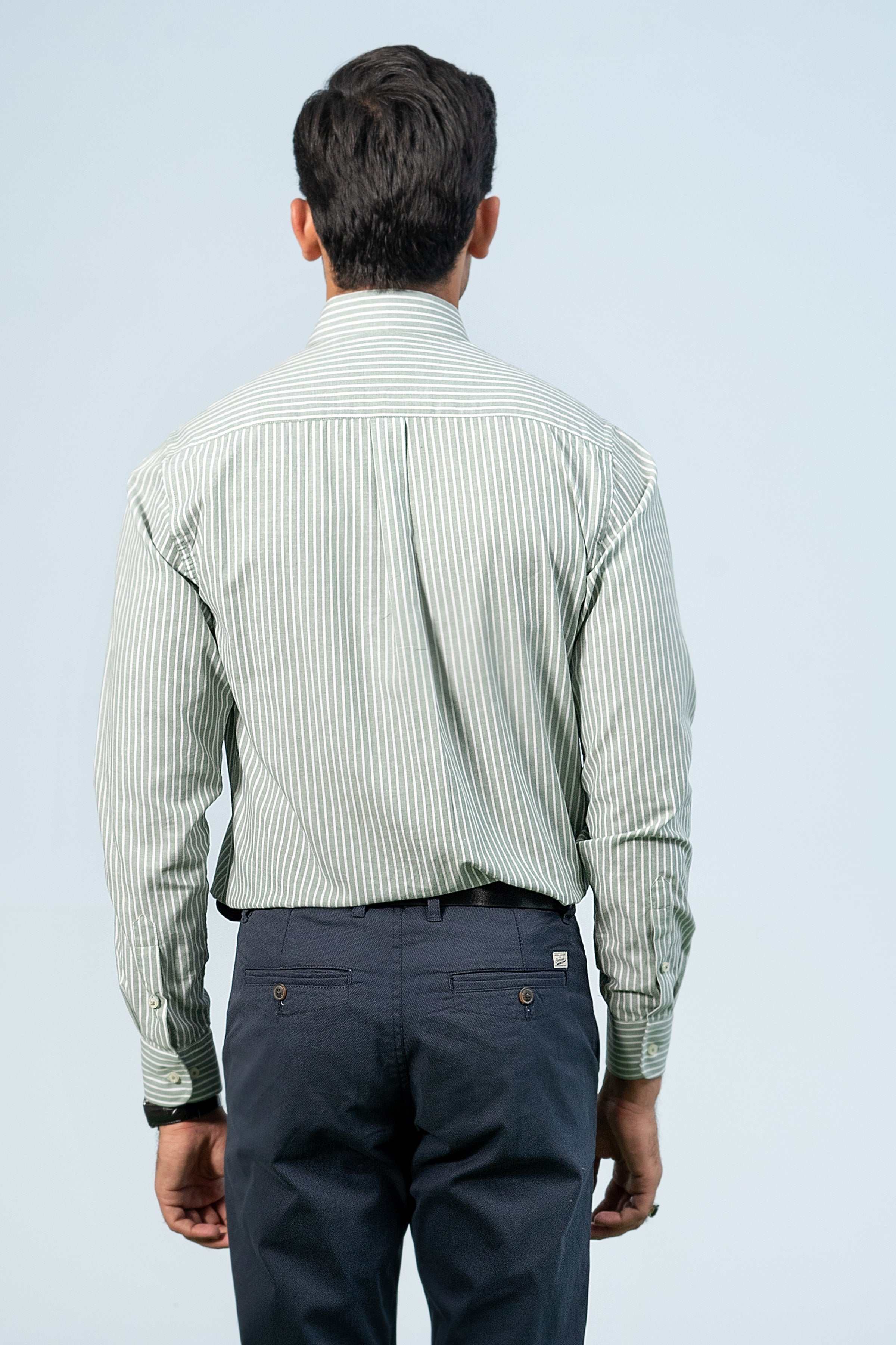 SMART SHIRT GREEN STRIPER – Charcoal Clothing