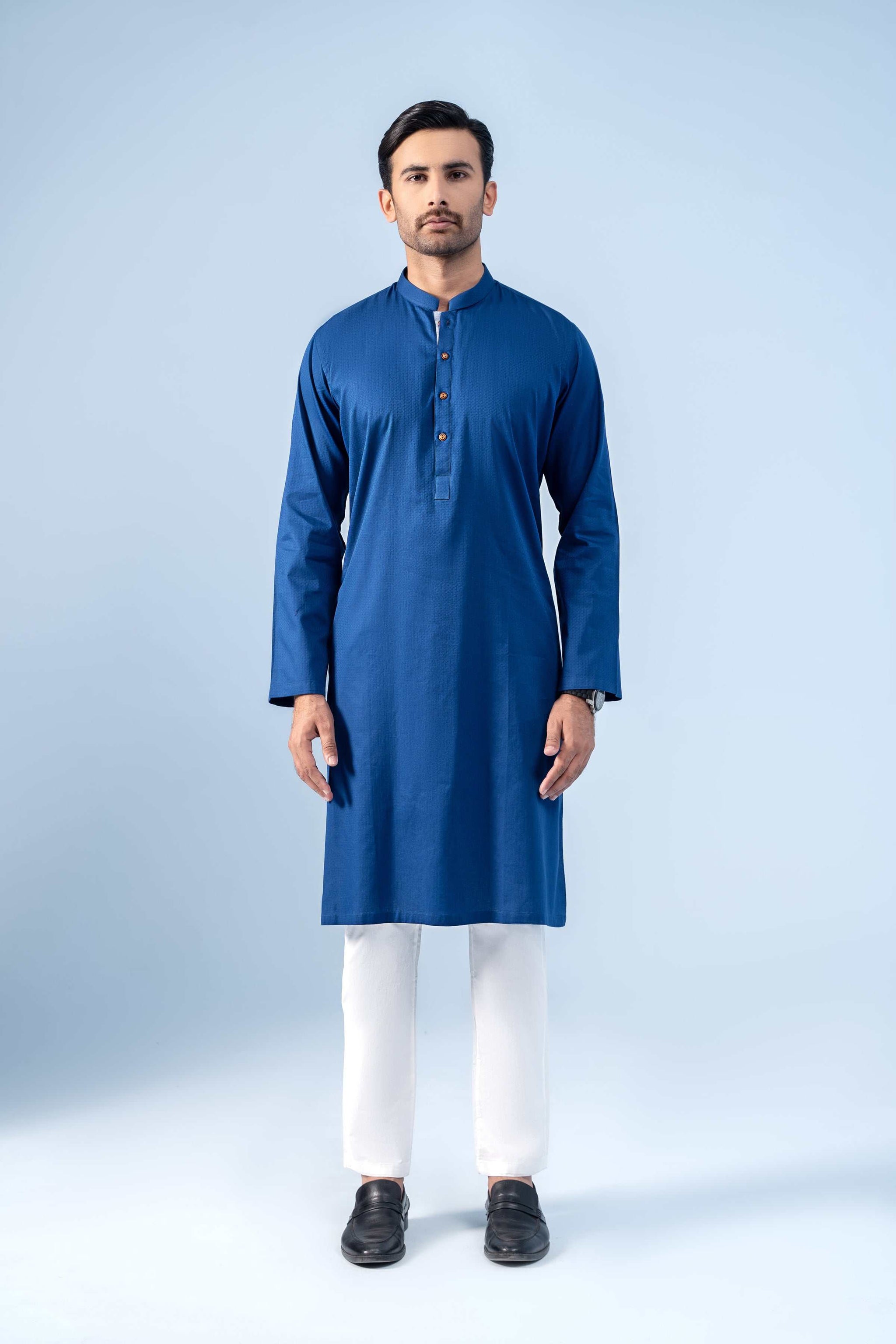 Shop Self Dobby Kurta Royal Blue for Men Online