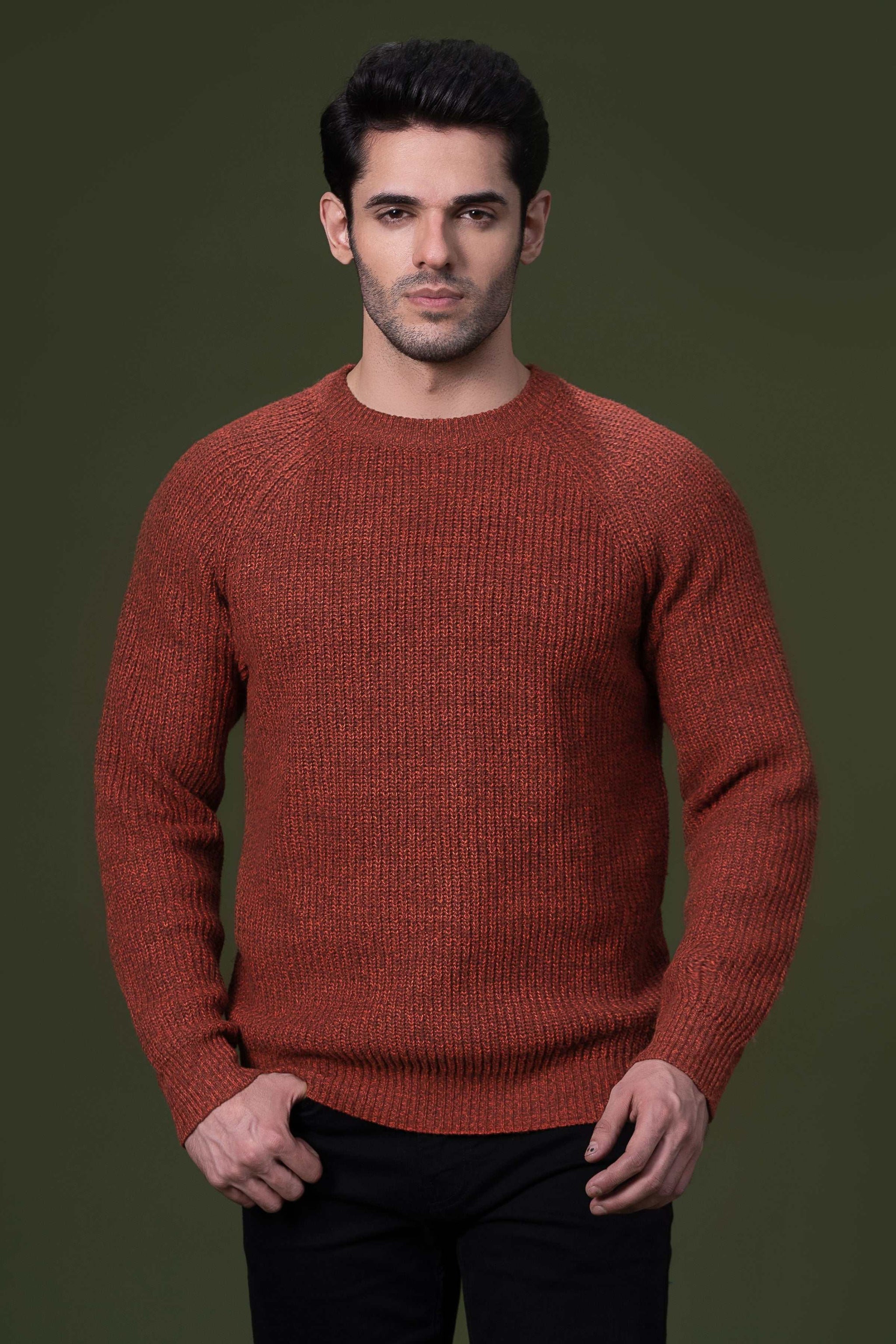 Shop FULL SLEEVE SWEATER RUST For Men Online