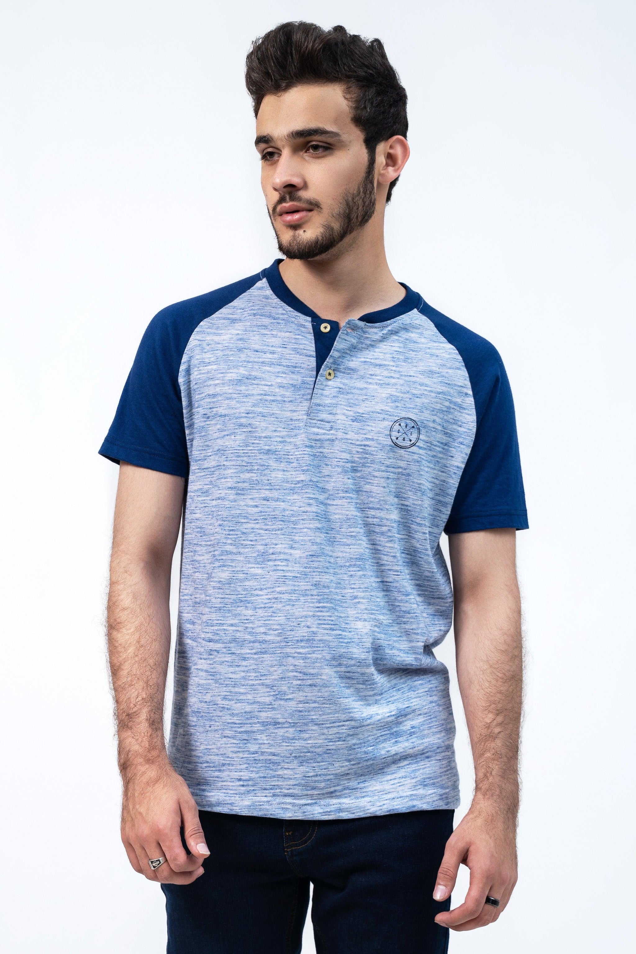 Shop HENLEY RAGLAN T-SHIRT BLUE For Men Online