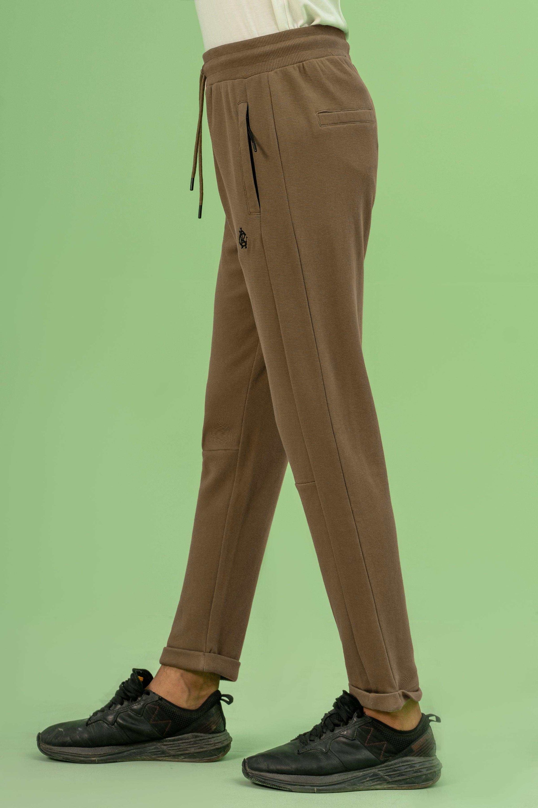 Shop INTERLOCK JOGGER WAIST SLIM TROUSER DARK KHAKI For Men Online