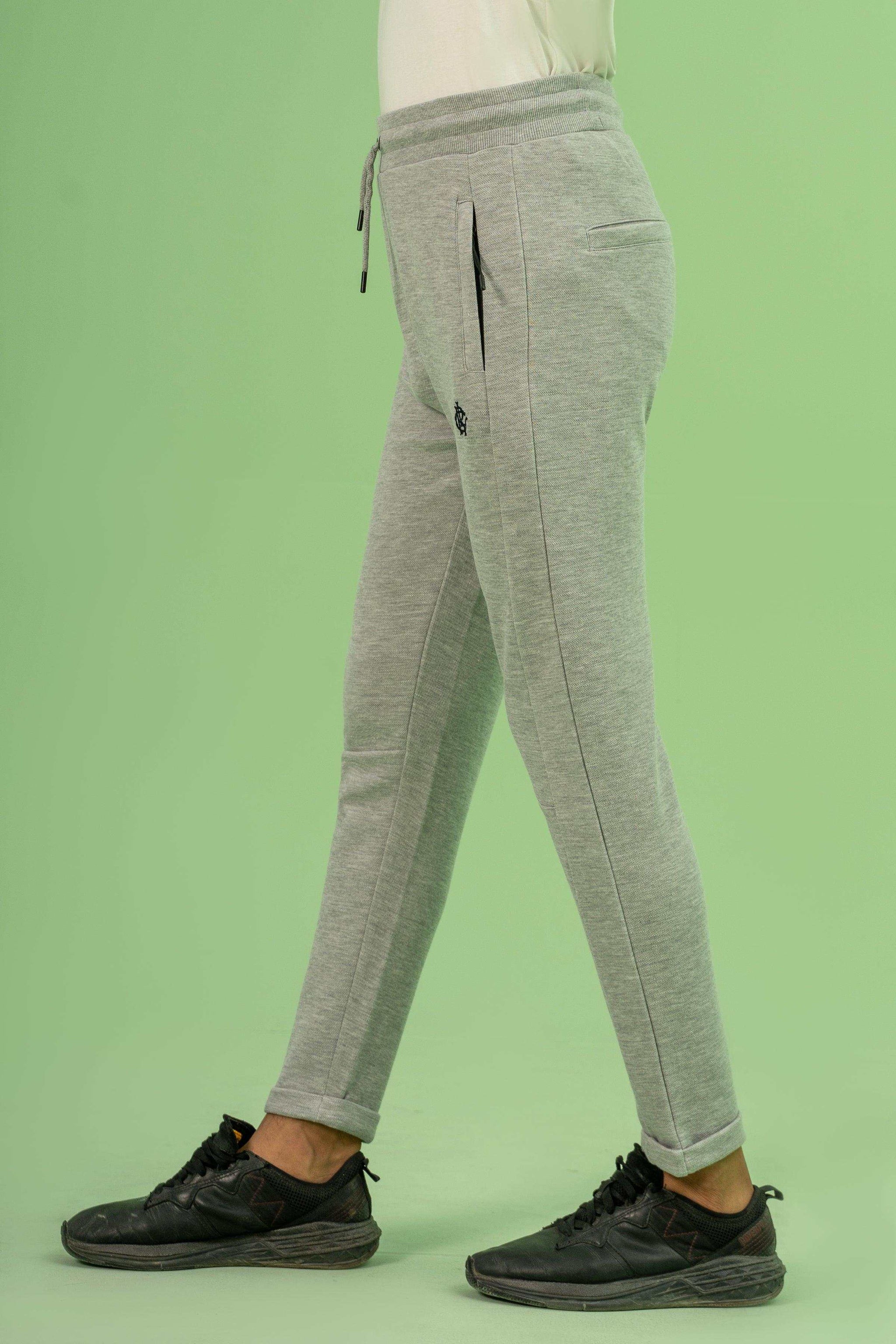 Shop INTERLOCK JOGGER WAIST SLIM TROUSER GREY MELANGE For Men Online