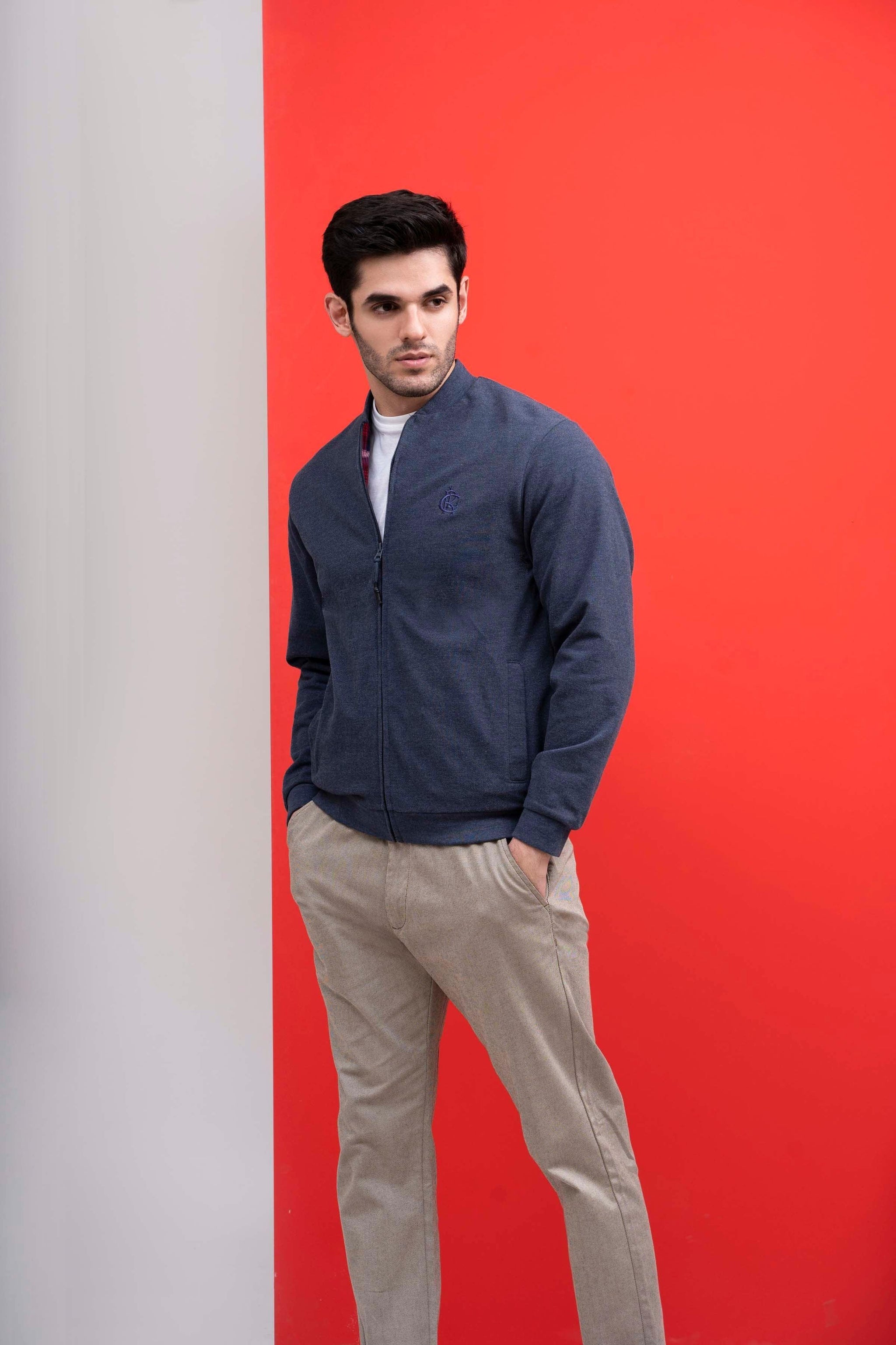 Shop JACKET MOCK NECK ZIPPER NAVY For Men Online
