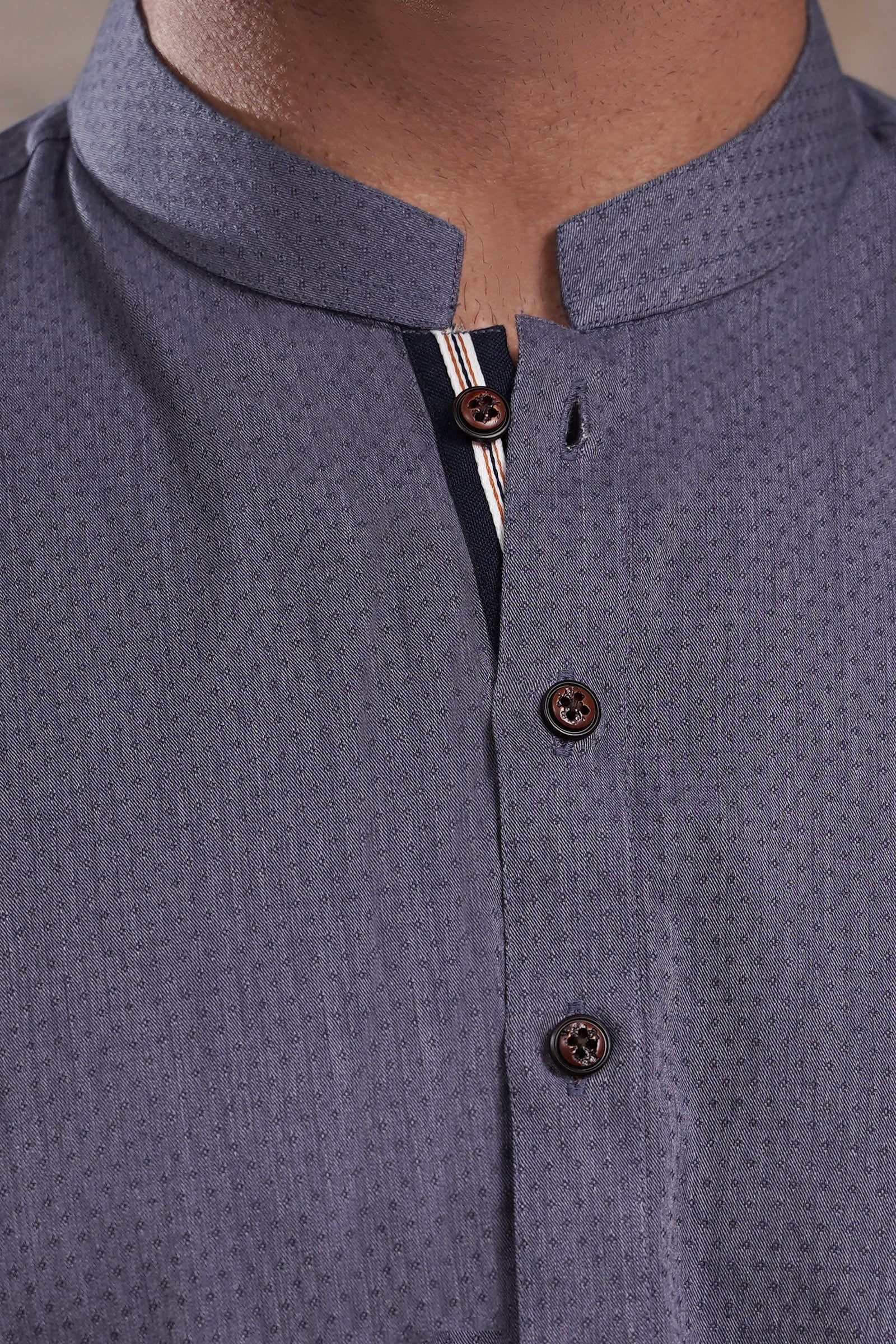 Shop KURTA BAN COLLAR BLUE GREY For Men Online