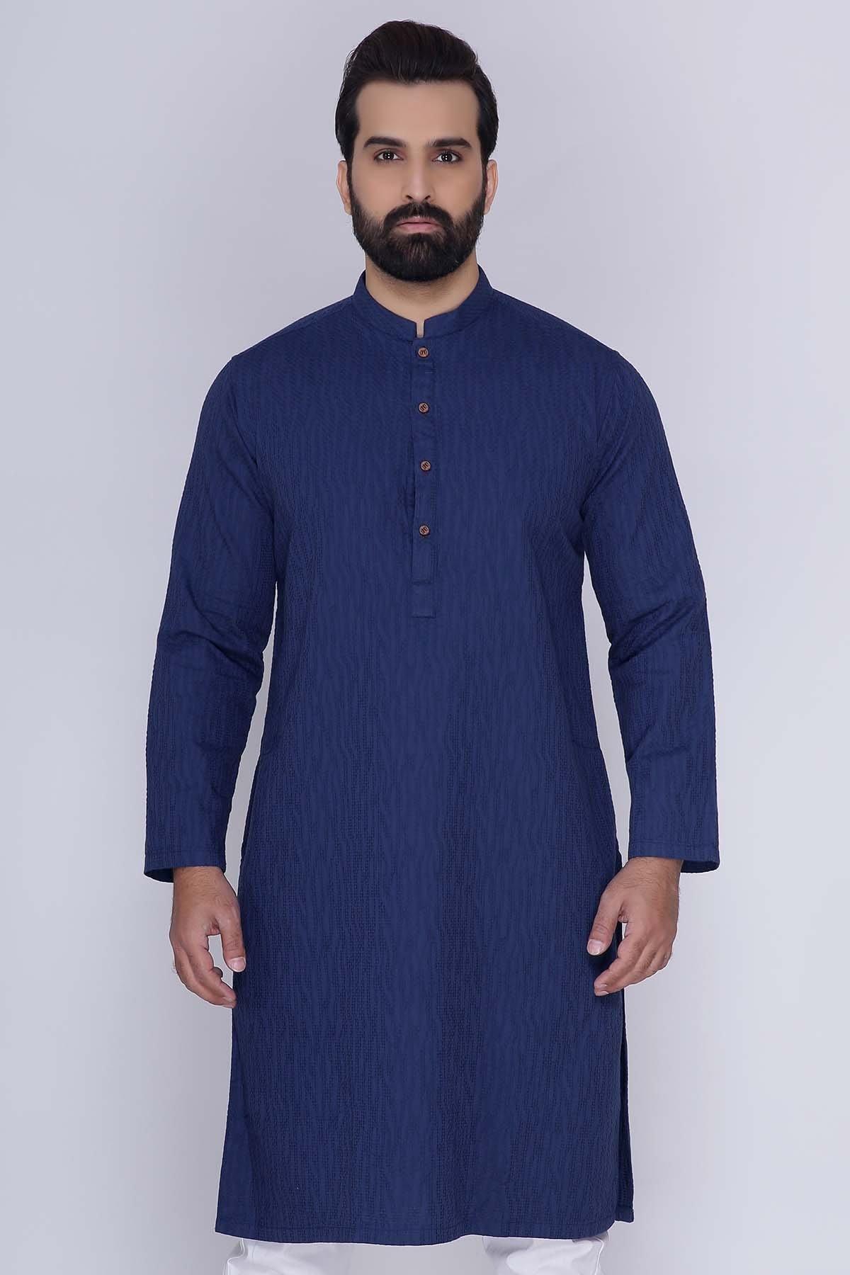 Shop KURTA BAN COLLAR NAVY For Men Online