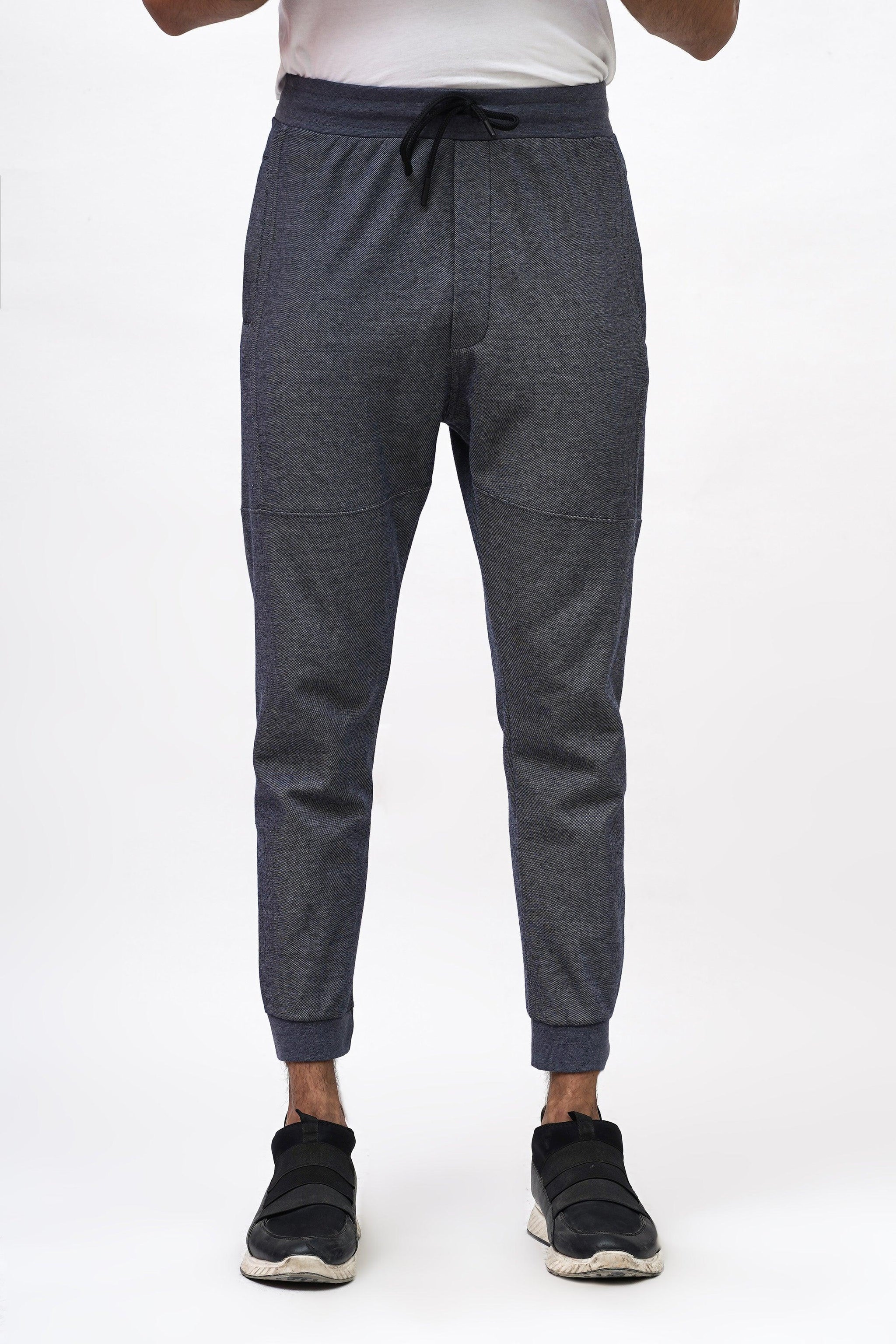PIQUE INTERLOCK SLIMFIT NAVY MELANGE TROUSER