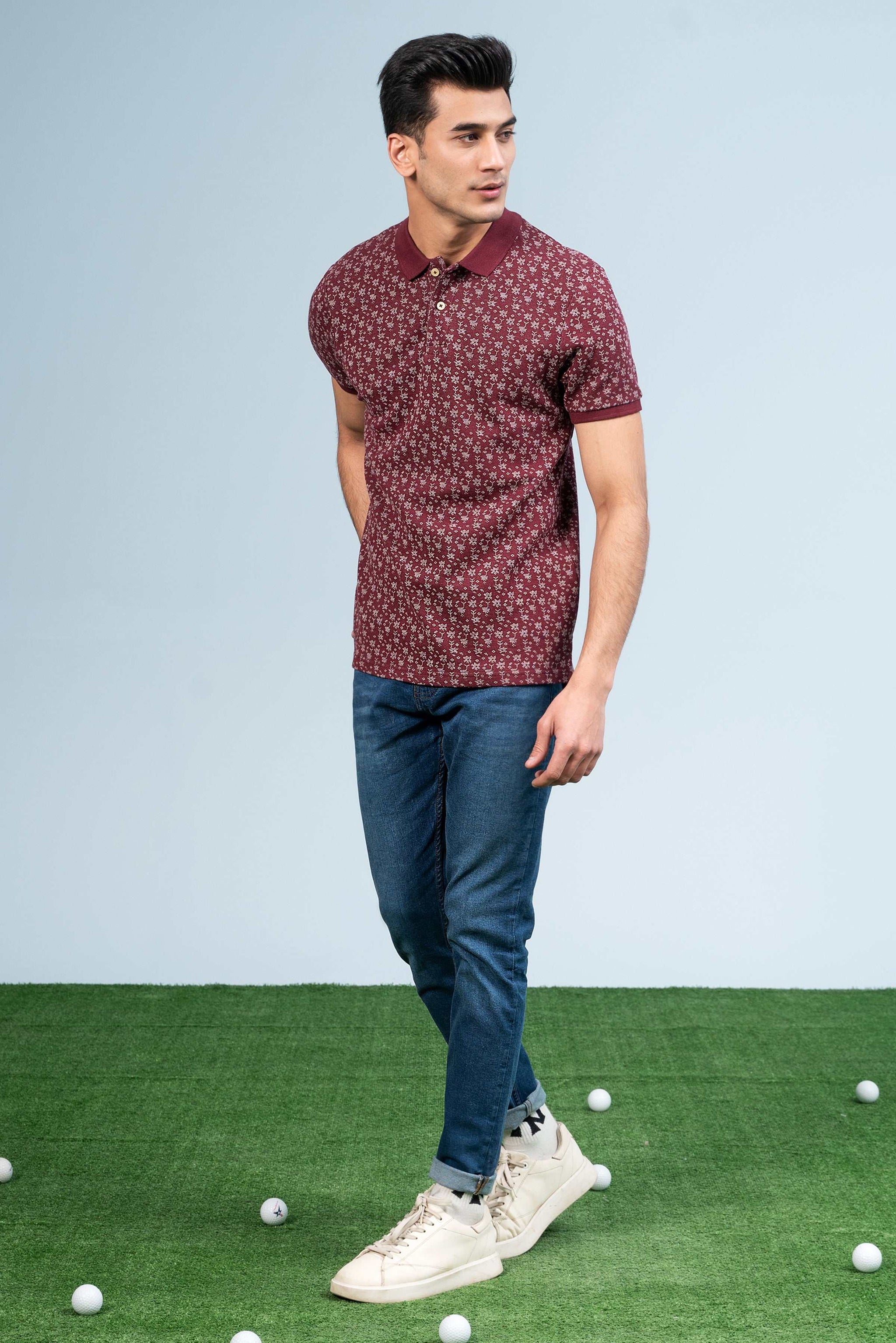 Shop PRINTED POLO MAROON For Men Online