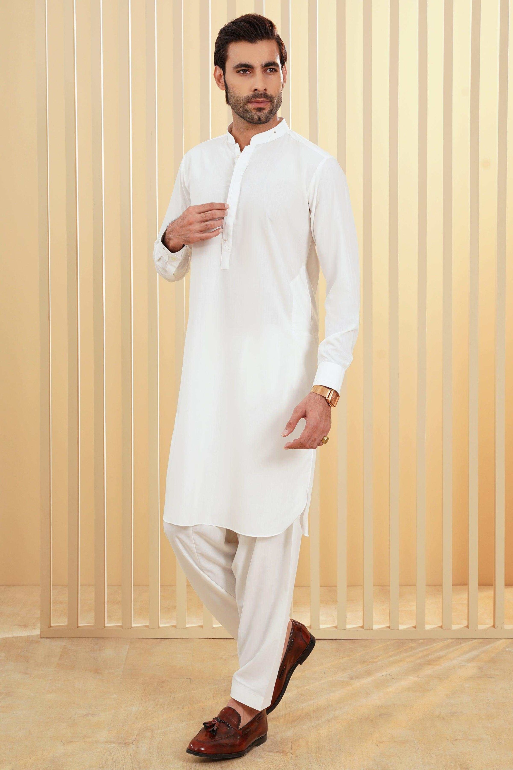 Shop SHALWAR KAMEEZ WHITE For Men Online