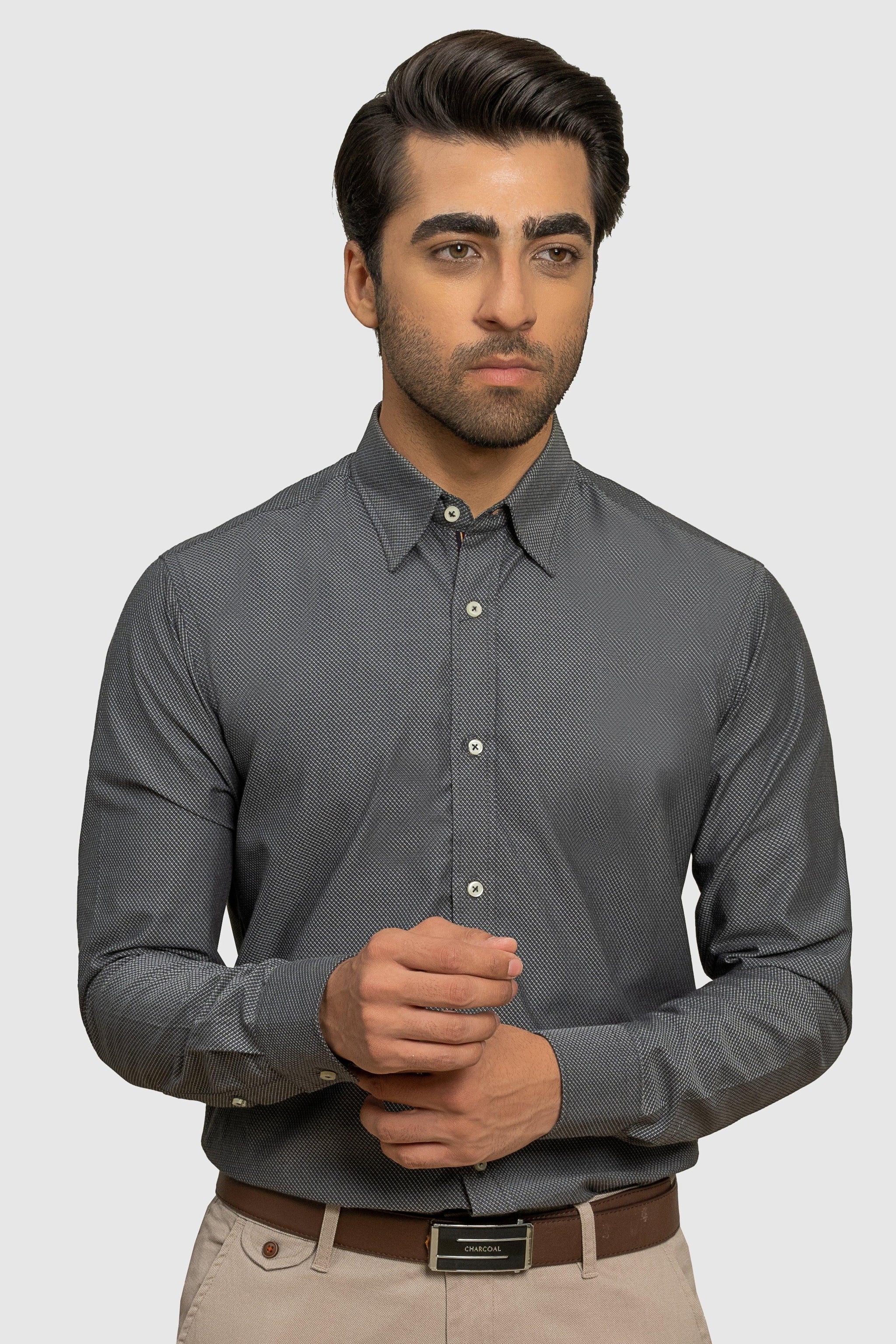 Shop SMART SHIRT CHARCOAL GREY For Men Online